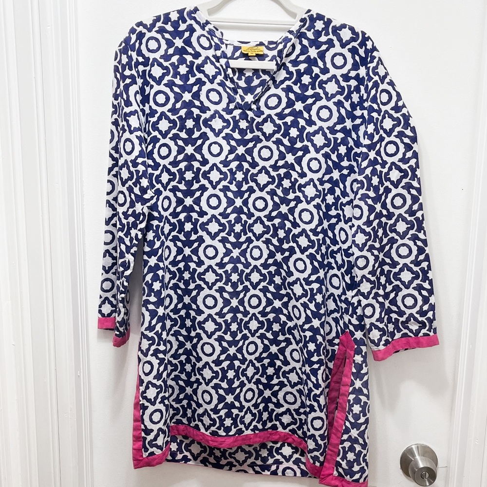 Roberta Roller Rabbit Tunic Top Navy Blue & White Kur… - Gem